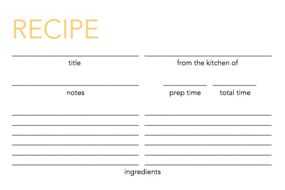Note Recipe Card Templates
